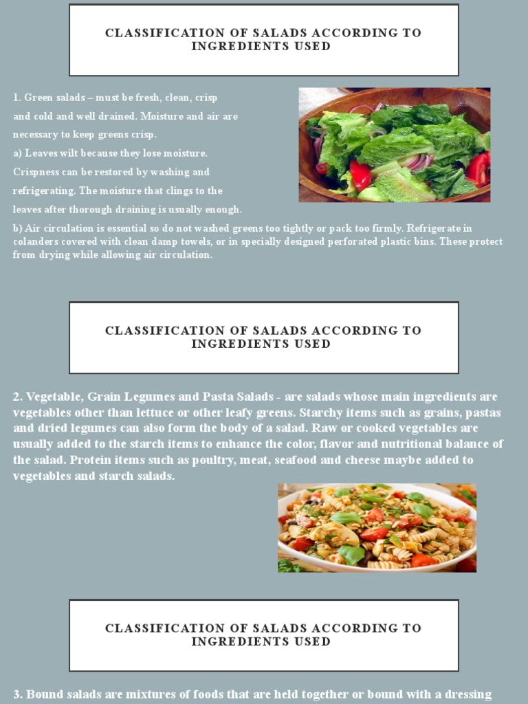 Classification of Salads According To Ingredients Used | PDF ...