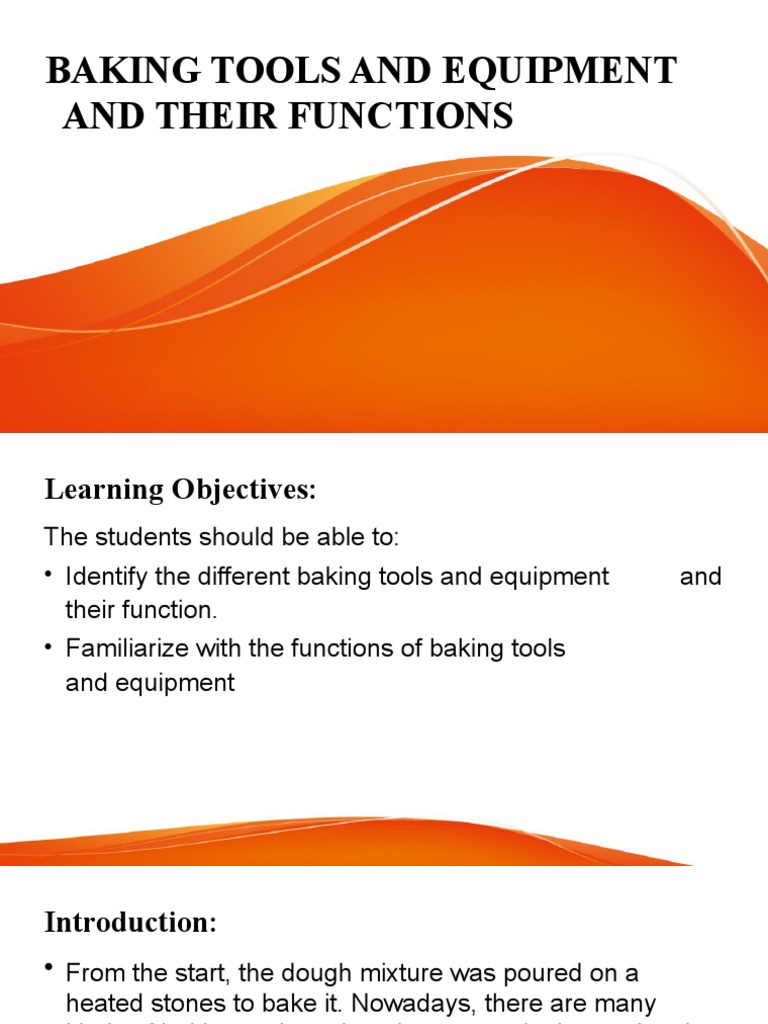 Baking Tools and Equipment and Their Functions | PDF | Cakes | Baking