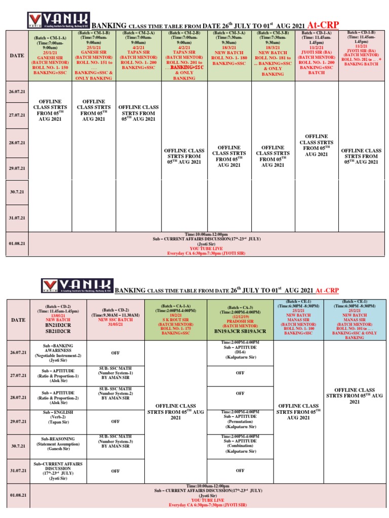 Time Table | PDF