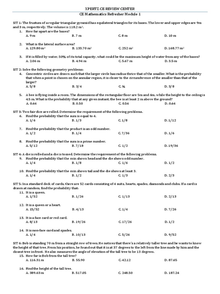 Math Refresher Module 1 | Download Free PDF | Odds | Area