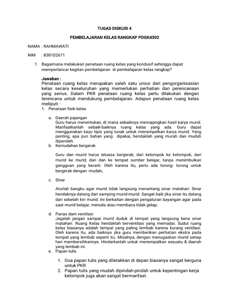 Tugas PKR Diskusi 4 Rahmawati | PDF | Karier & Perkembangan