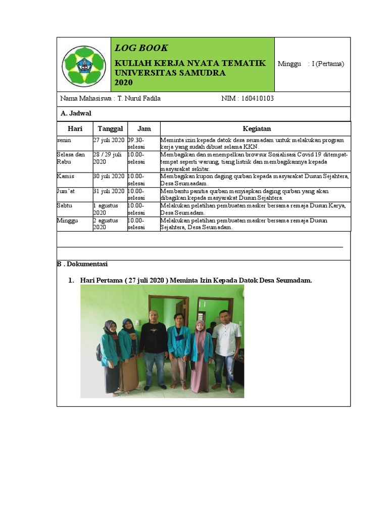 Log Book KKN Nurul Yang Bener | PDF