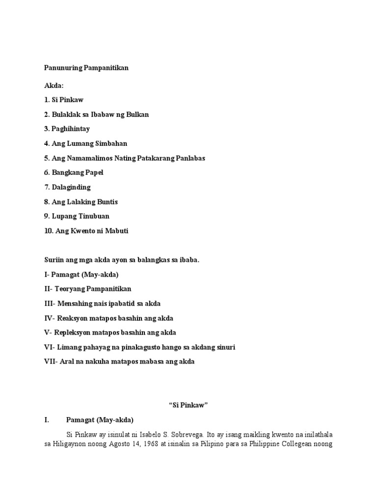 Panunuring Panitikan | PDF