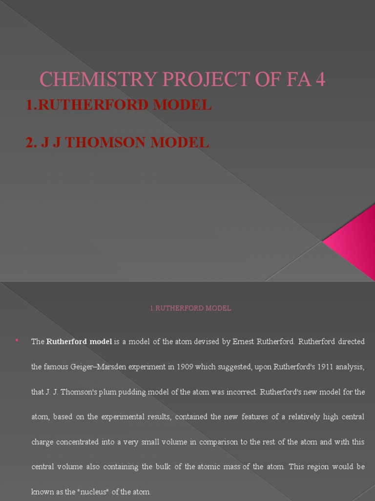 Chemistry Project Fa 4 On Models | PDF | Atoms | Theoretical Physics