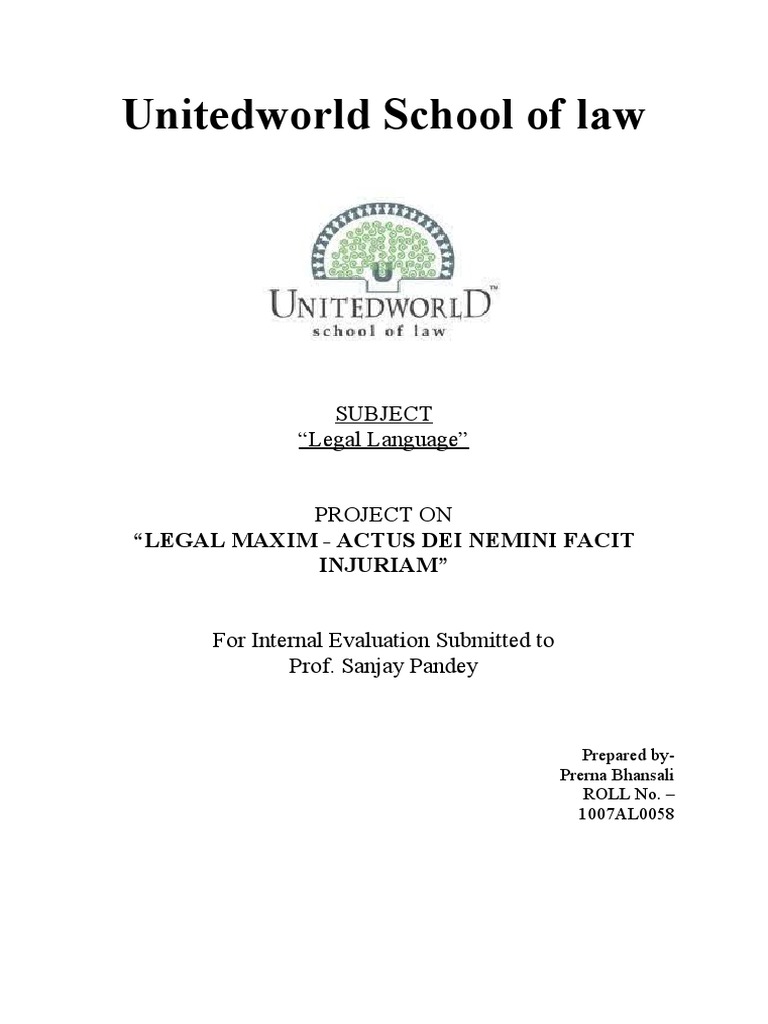 Unitedworld School of Law Legal Language Assignment | PDF | Negligence ...