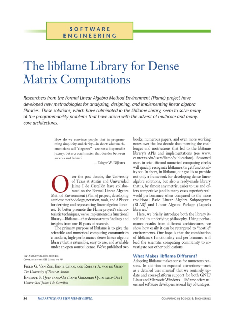 The Libflame Library For Dense Matrix Computations | PDF | Parallel Computing | Thread (Computing)