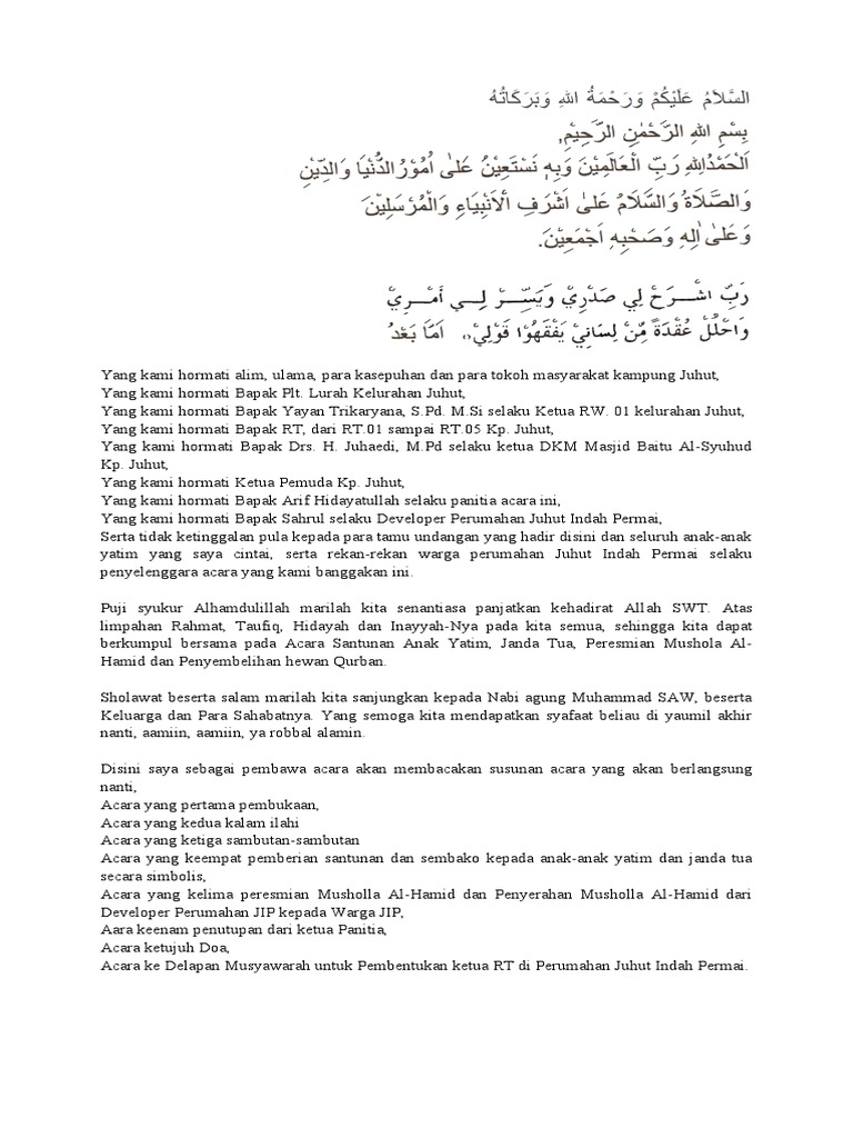 MC Acara Santunan Anak Yatim JIP | PDF | Kajian Bahasa Asing | Agama & Spiritualitas