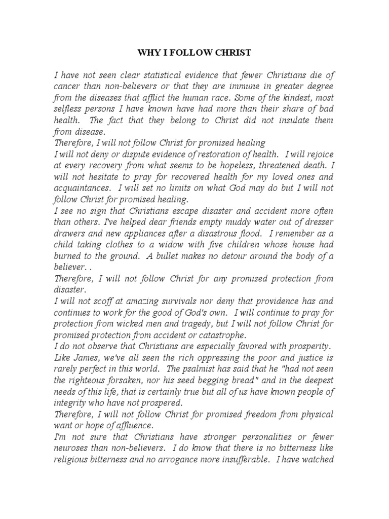 Why I Follow Christ | PDF | Jesus | Religion And Belief