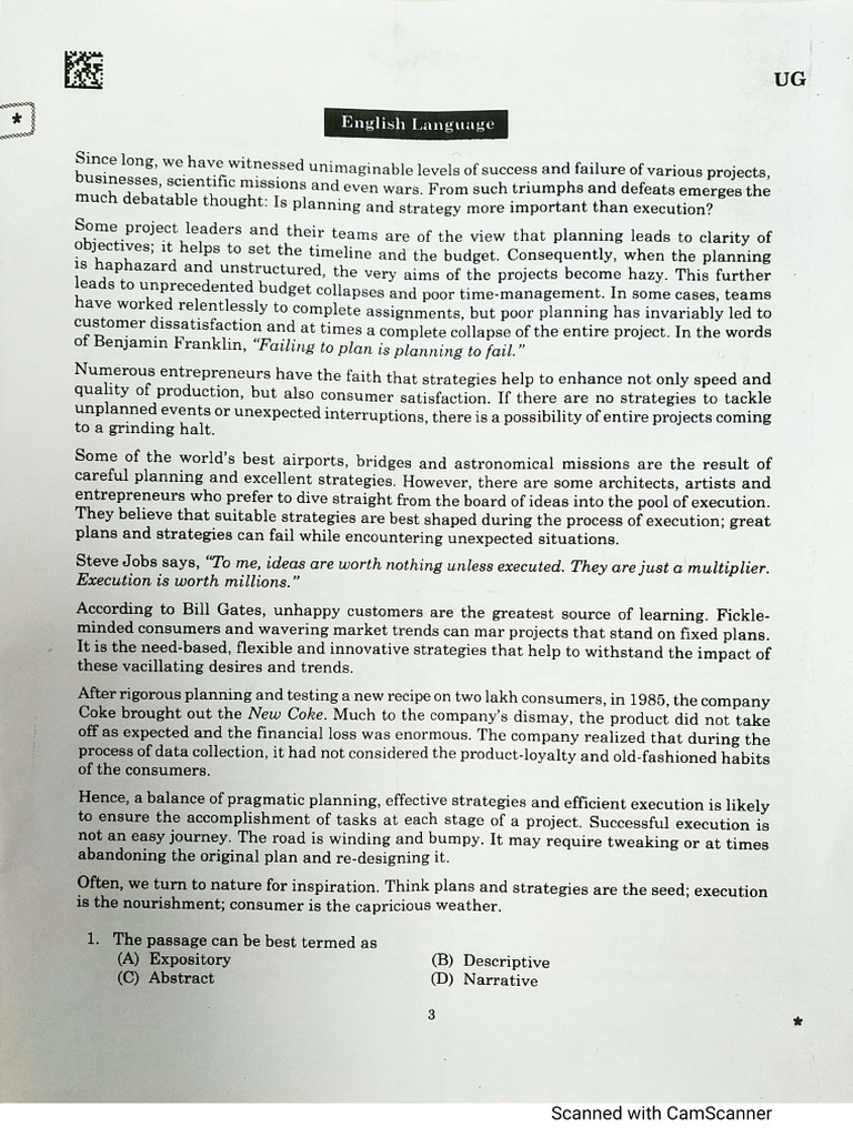 CLAT 2021 Paper | PDF