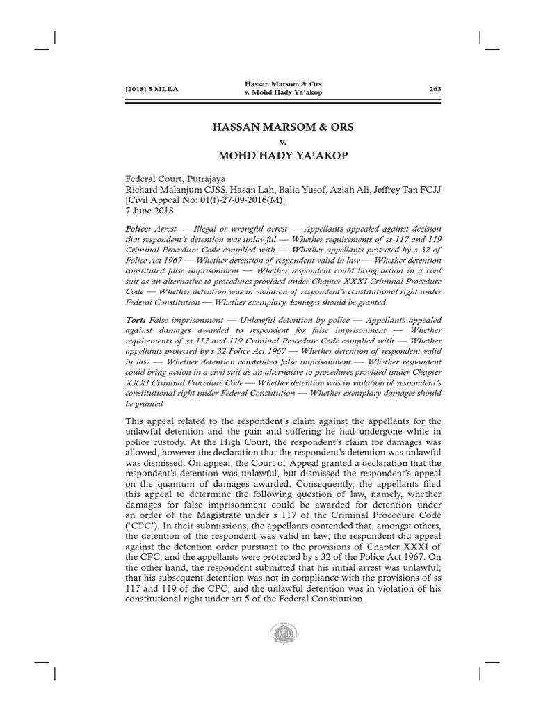 Hassan Marsom | PDF | Remand (Detention) | Arrest