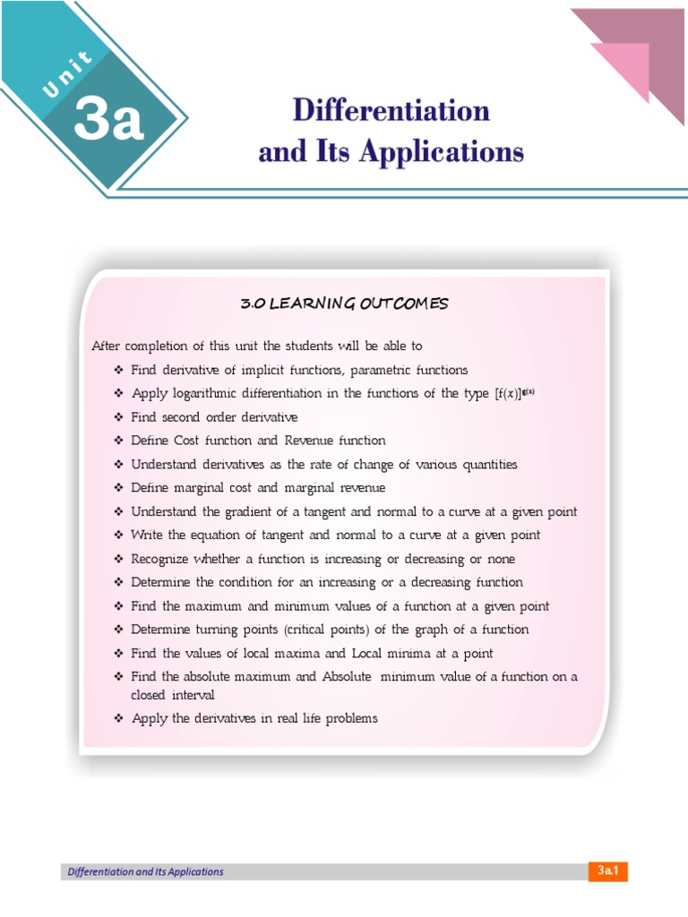Chapter3a Differentiation Applications | PDF | Slope | Derivative