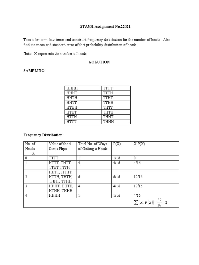 STA301 Assignment No.2 Solution | PDF | Standard Error | Standard Deviation