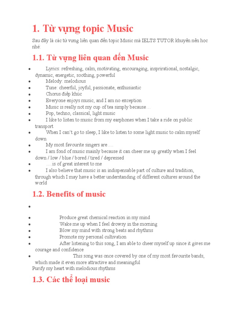 A Comprehensive Collection of Music-Related Vocabulary, Concepts, and ...