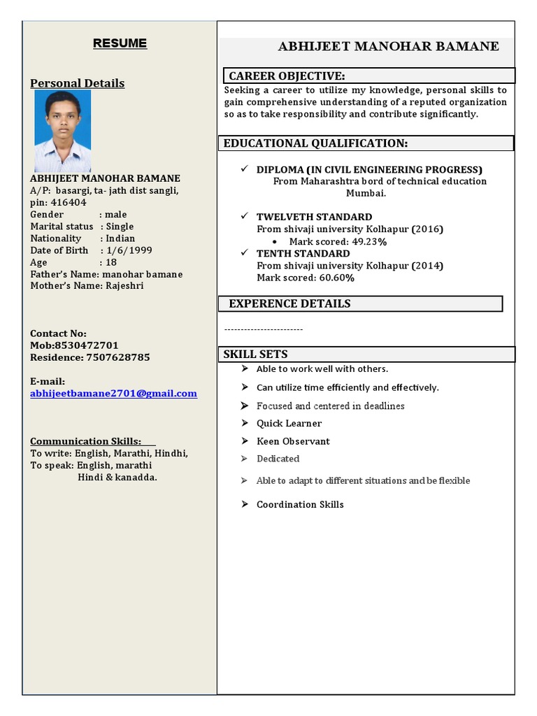 Aspiring Civil Engineer Seeks Opportunity to Apply Skills and Knowledge ...