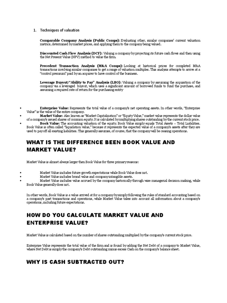 Techniques of Valuation | PDF | Book Value | Discounted Cash Flow