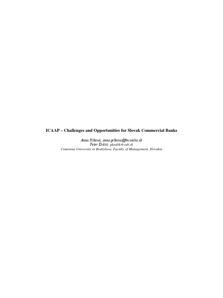 ICAAP - Challenges and Opportunities For Slovak Commercial Banks | PDF ...