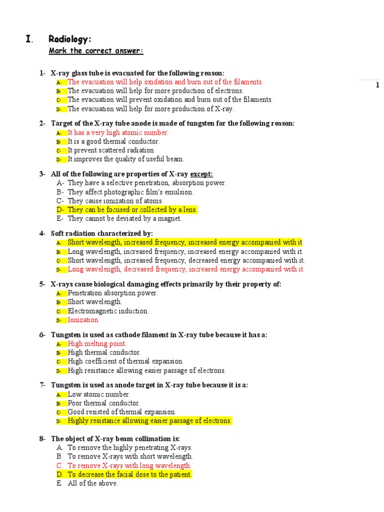 MCQ X-Ray | PDF | Dental Anatomy | X Ray