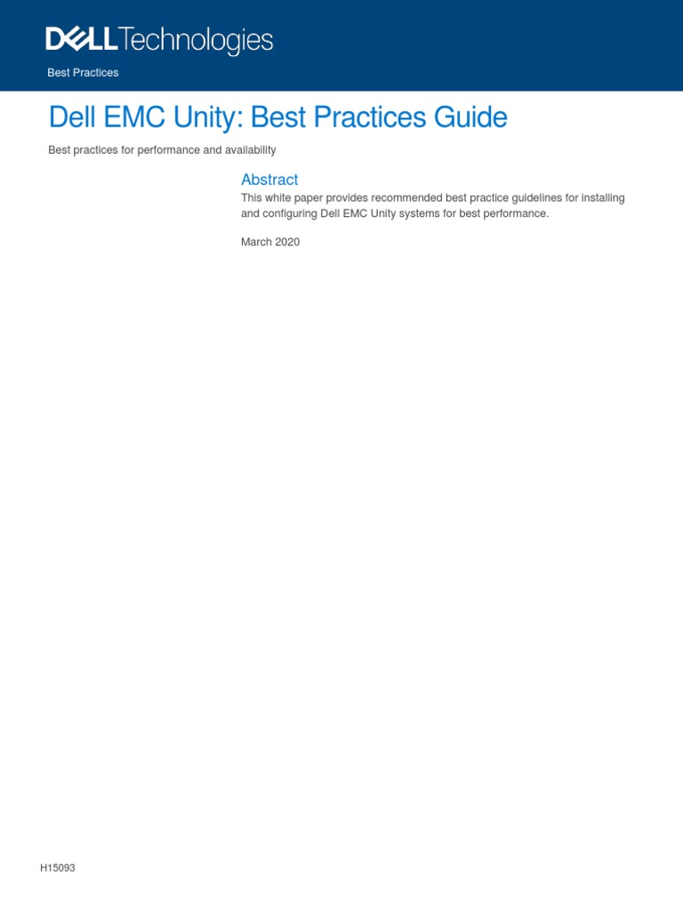 h15093 Dell Emc Unity Best Practices Guide | PDF | Computer Data Storage | Flash Memory