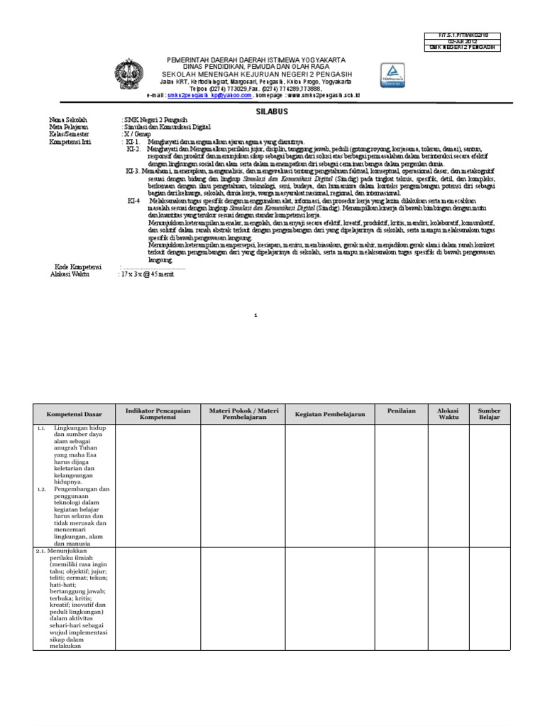 Contoh Simulasi Digital Kelas X | PDF