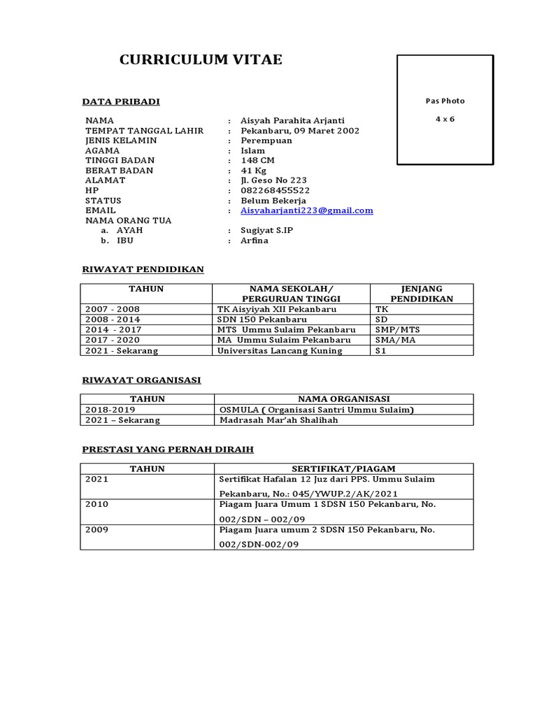 CV Aisyah | PDF