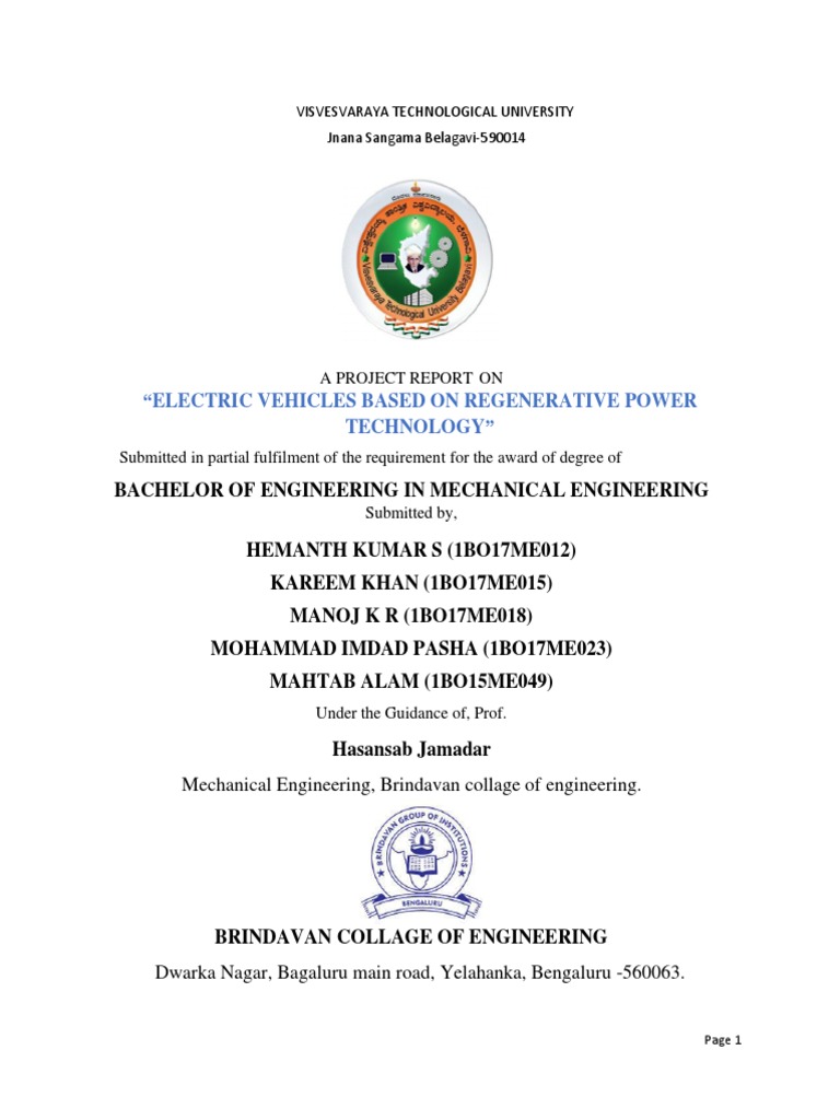 Regenerative Vehicles Report | PDF | Rechargeable Battery | Electric ...