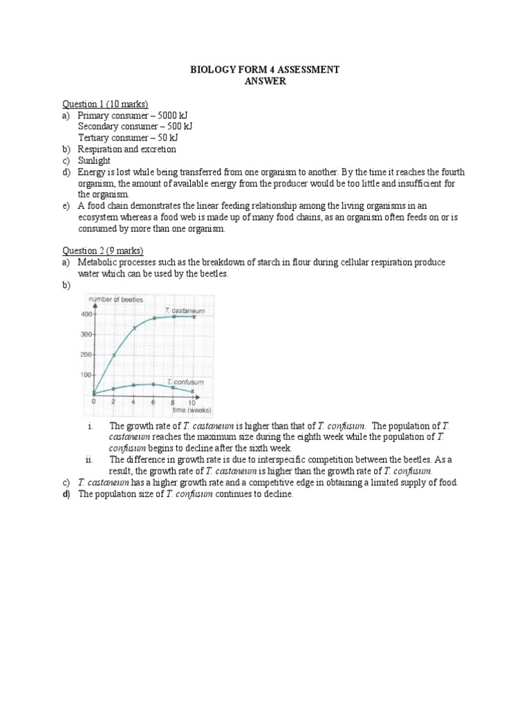 Biology Form 4 Assessment Answers | PDF | Science & Mathematics