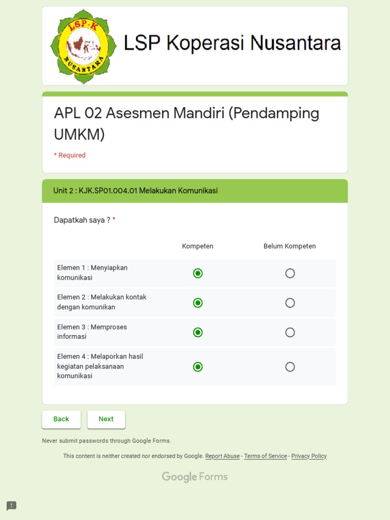 APL 02 Asesmen Mandiri (Pendamping UMKM) - 3 | PDF | Bisnis
