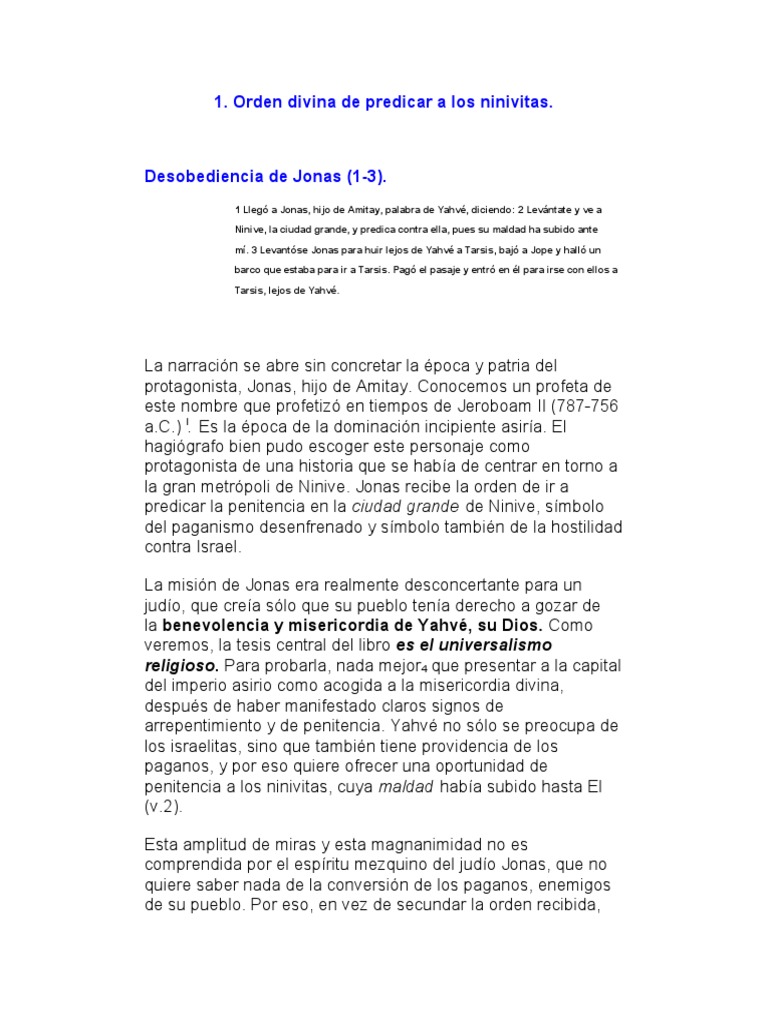 Orden Divina De Predicar A Los Ninivitas Pdf Jonás Religión Y Creencia
