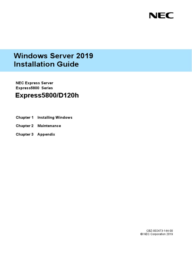 Windows Server 2019 Installation Guide Express5800 D120h Pdf