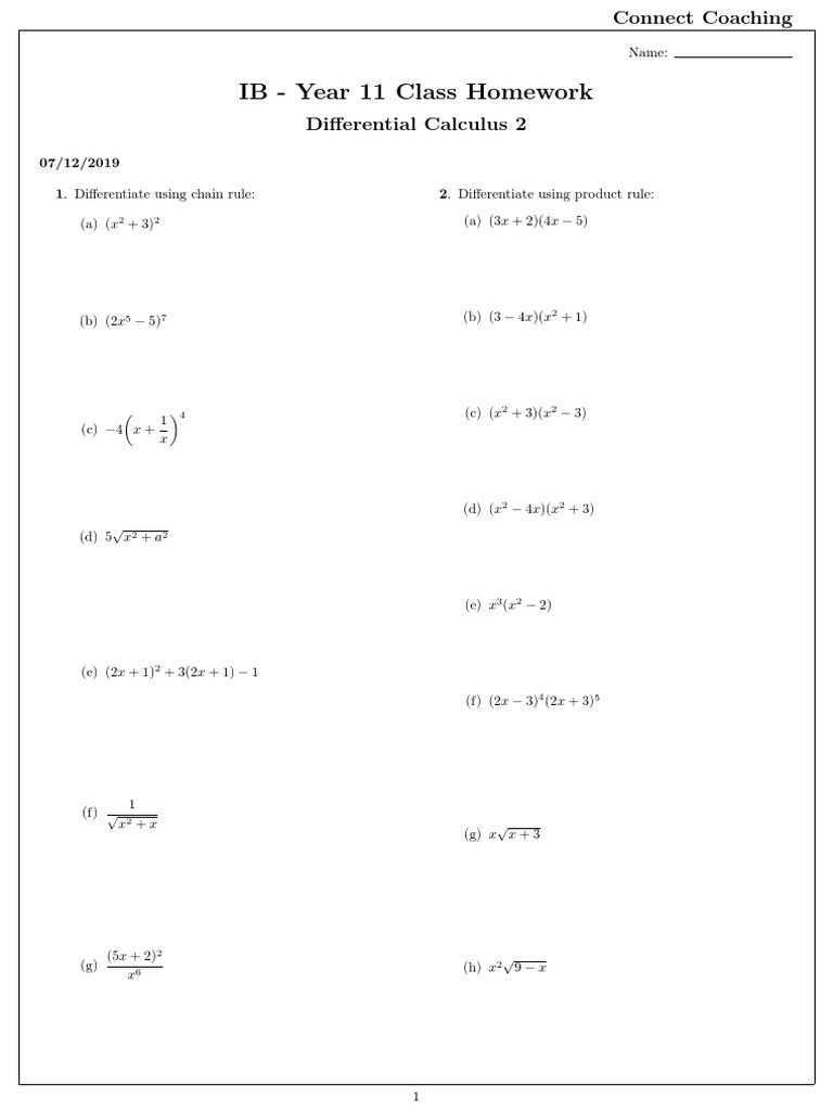 Differential Calculus 2 (IB) | PDF | Slope | Tangent