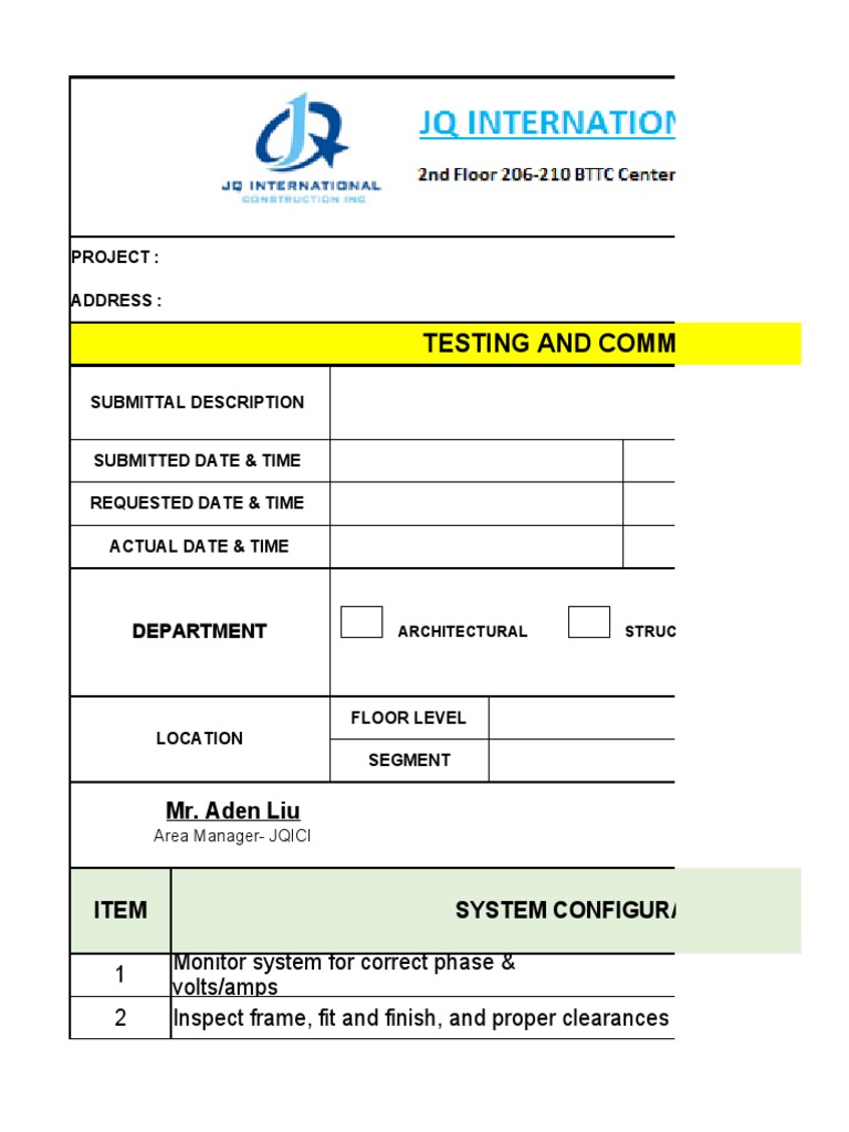 MEPF-Testing and Commissioning Checklist | PDF | Valve | Electrical Wiring