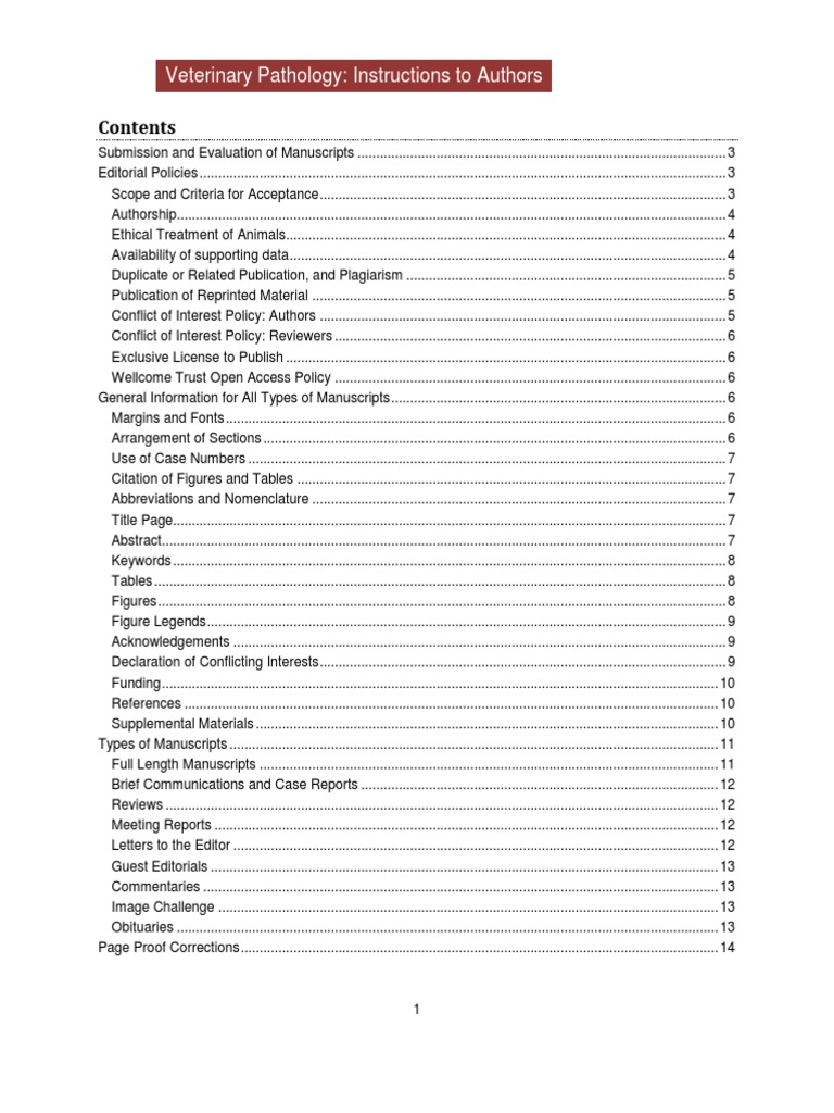 Veterinary Pathology-Instructions To Authors 2018-04-11 | PDF ...