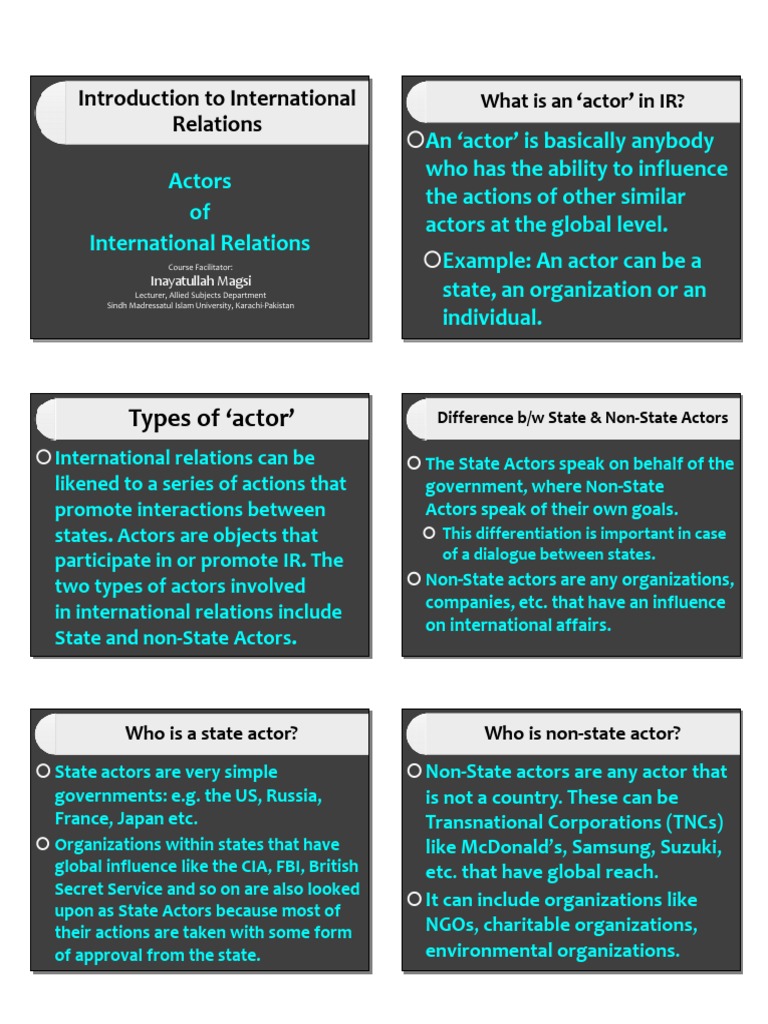 State and Non-State Actors | PDF | International Relations | National ...