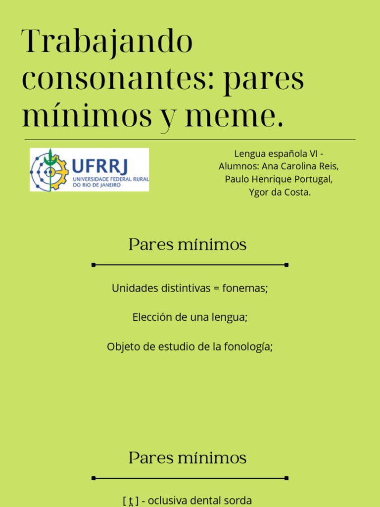 Pares Mínimos en Consonantes Españolas | PDF