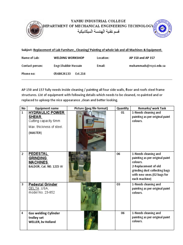 Yanbu Industrial College Department of Mechanical Engineering ...