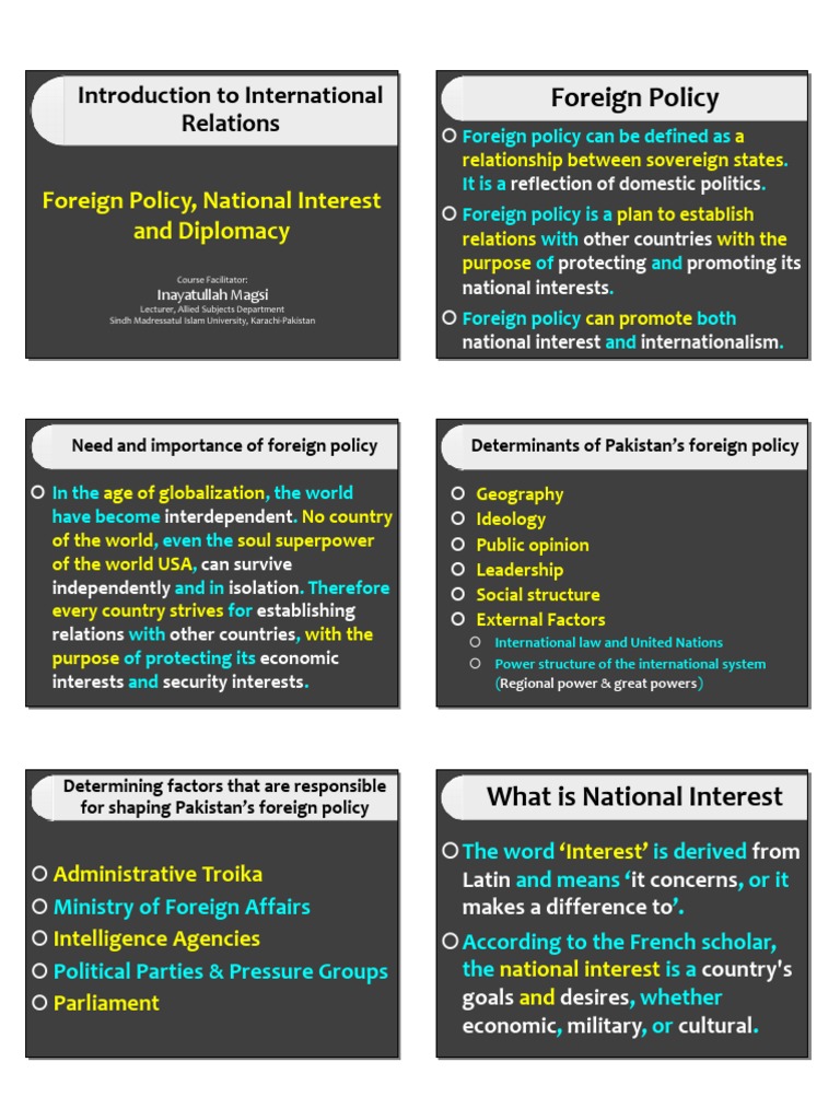 National Interest and Foreign Policy Overview | PDF | Diplomatic ...