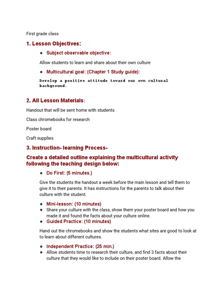 Lesson Objectives: Subject Observable Objective | PDF | Lesson Plan ...