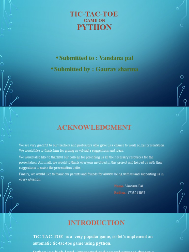 Tic-Tac-Toe: Python | Download Free PDF | Python (Programming Language ...