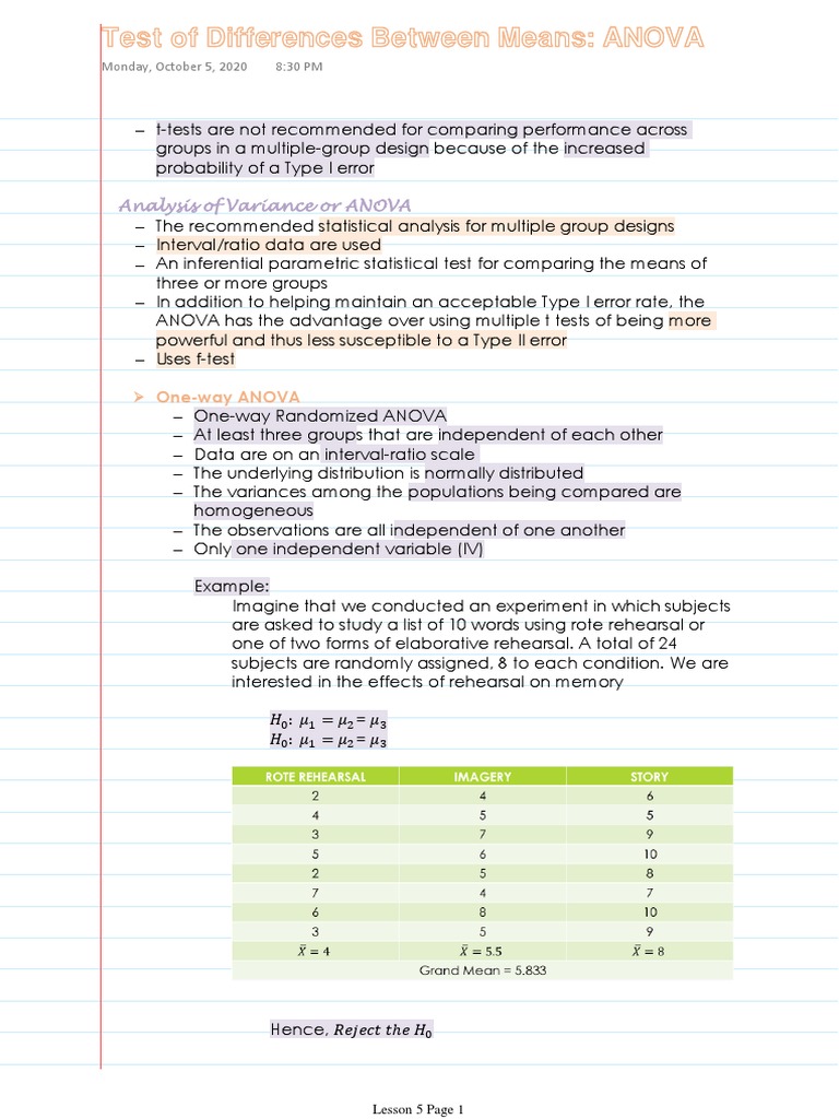Analysis of Variance or ANOVA | PDF | Analysis Of Variance | Student's ...