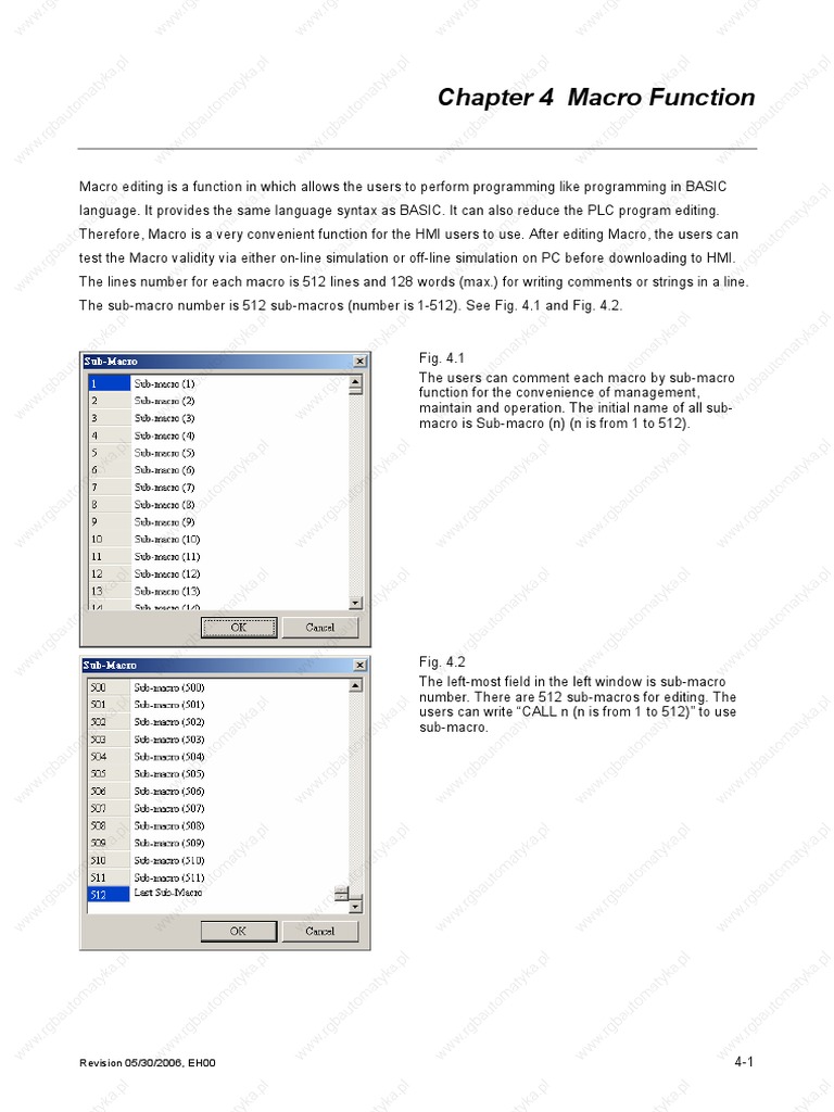 Chapter 4 Macro Function: Revision 05/30/2006, EH00 | PDF | Macro ...