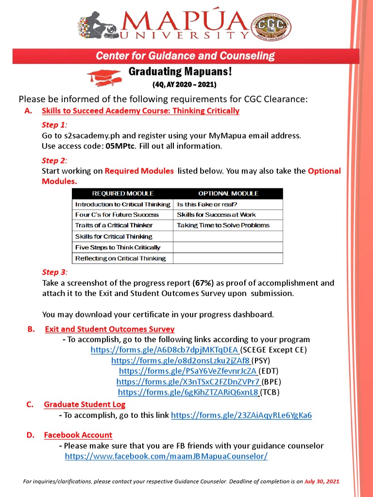 GC Announcement (4Q AY 2020-2021) | PDF