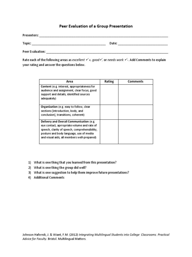 Peer Evaluation Form and Rubrics | PDF | Rubric (Academic) | Essays