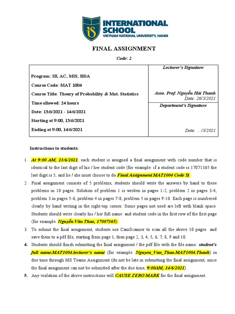 Final Assignment MAT1004 Code 2 | PDF | Confidence Interval | Statistical Analysis