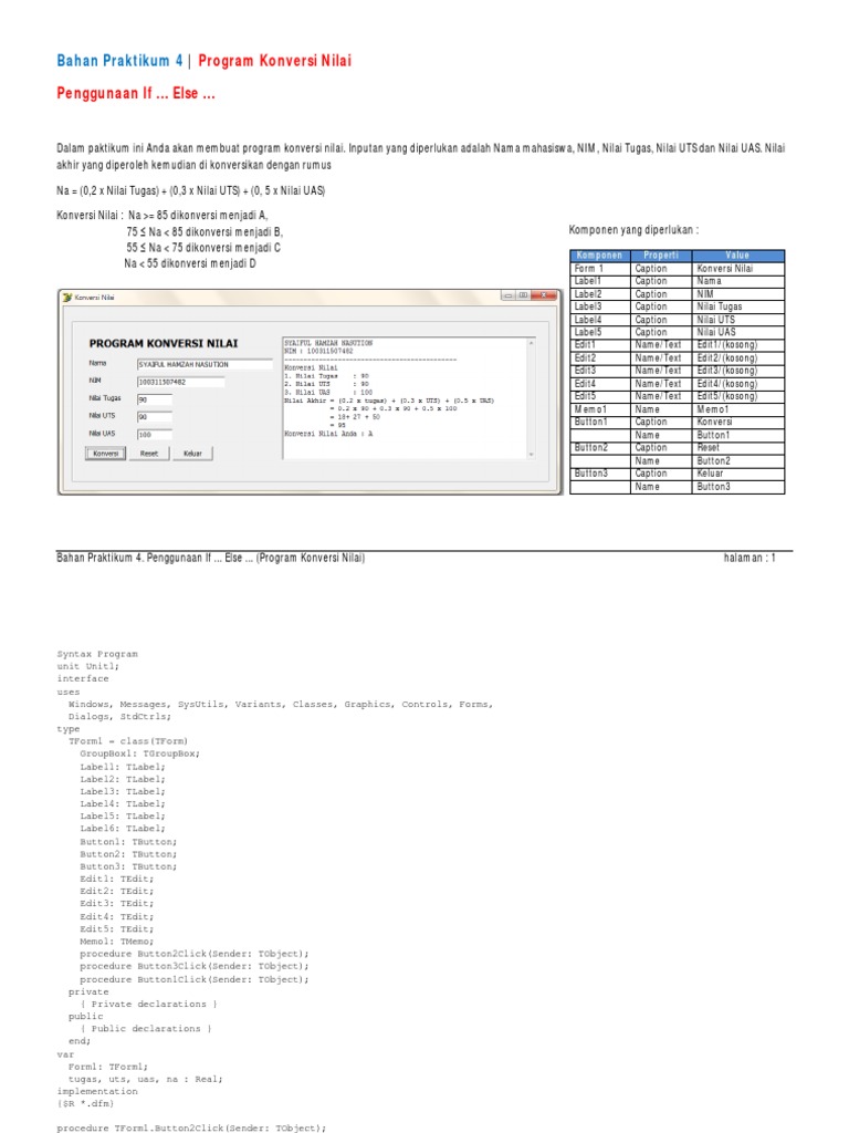 Praktikum 4 Penggunaan If Else | PDF