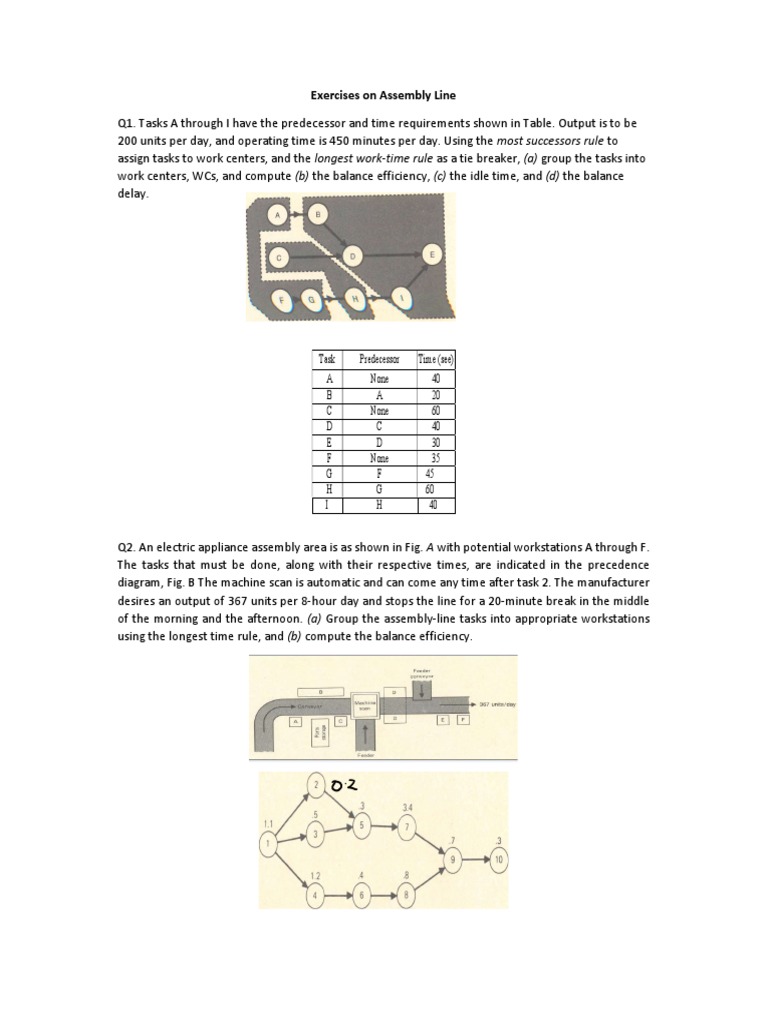 Exercises On Assembly Line | PDF | Systems Engineering | Computer Science
