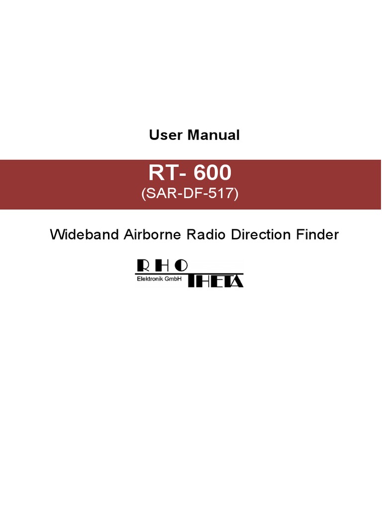 RT 600 User Manual | PDF | Very High Frequency | Electronics
