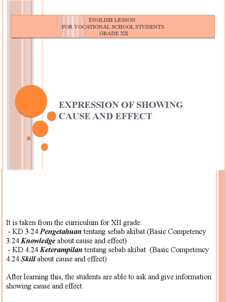 Expression of Showing Cause and Effect | PDF | Sentence (Linguistics ...