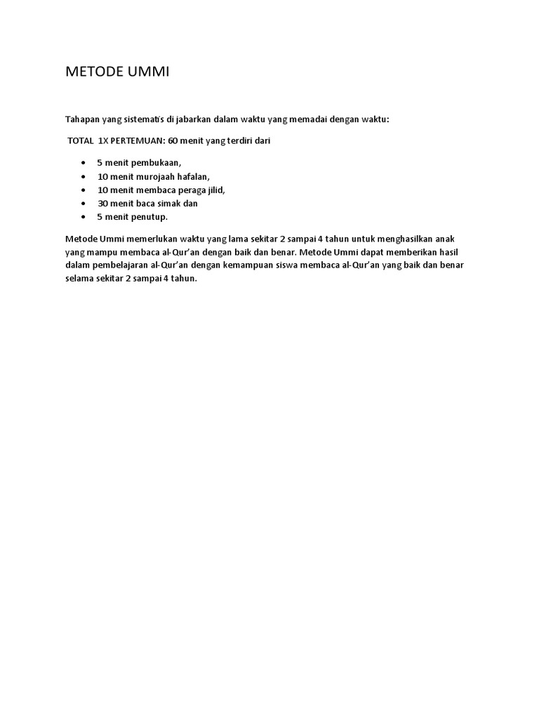 Metode Ummi | PDF | Karier & Perkembangan