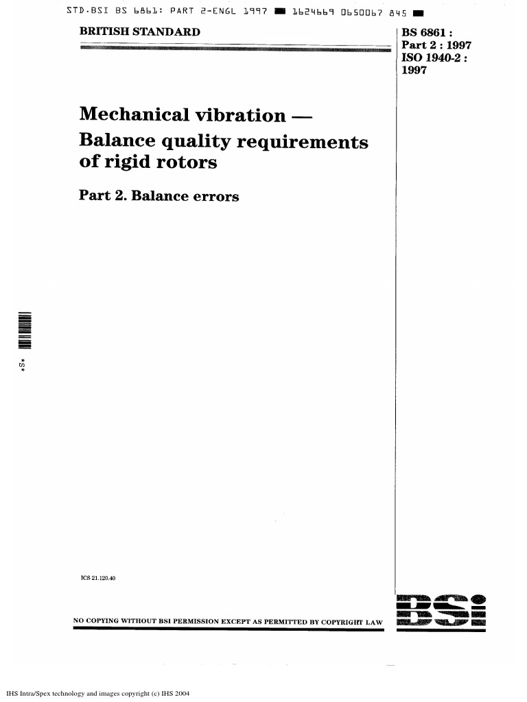 BS 6861 Part 2 (ISO 1940 Part 2) | PDF