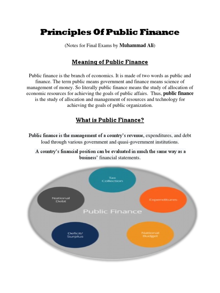 Principles of Public Finance (Notes For Final Exams by Muhammad Ali ...